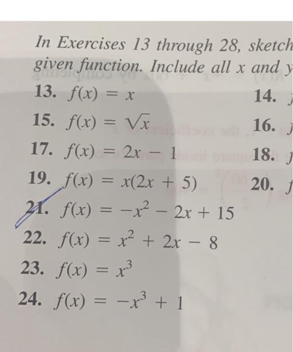 Solved In Exercises 13 through 28, sketch given function. | Chegg.com