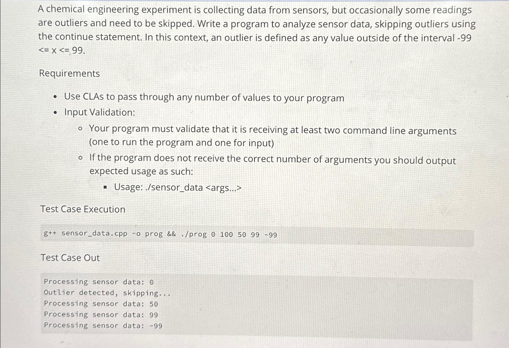 Solved Using C++A chemical engineering experiment is | Chegg.com