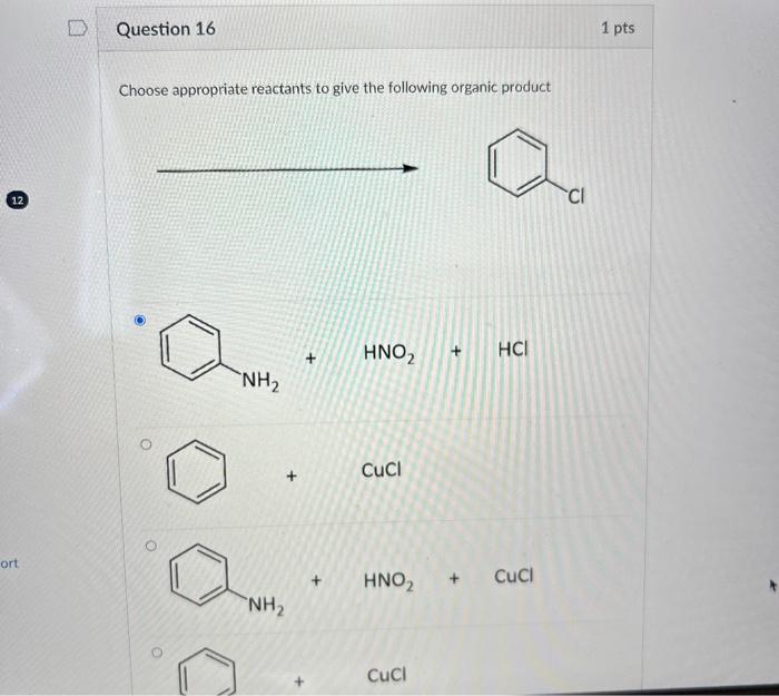 Solved 12 ort 0 Question 16 Choose appropriate reactants to | Chegg.com