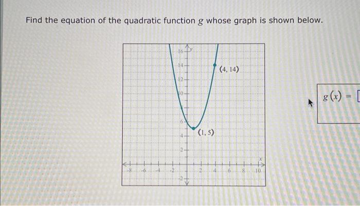 Solved Find the equation of the quadratic function g whose | Chegg.com