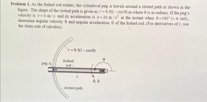 Solved Problem 1. As the forked rod rotates, the cylindrical | Chegg.com
