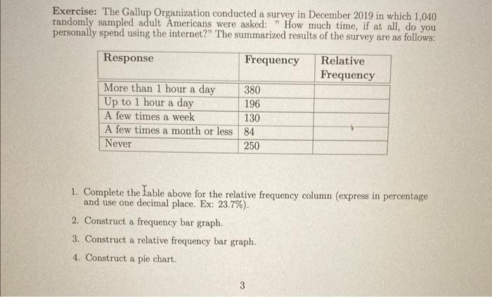 Solved Exercise: The Gallup Organization conducted a survey | Chegg.com