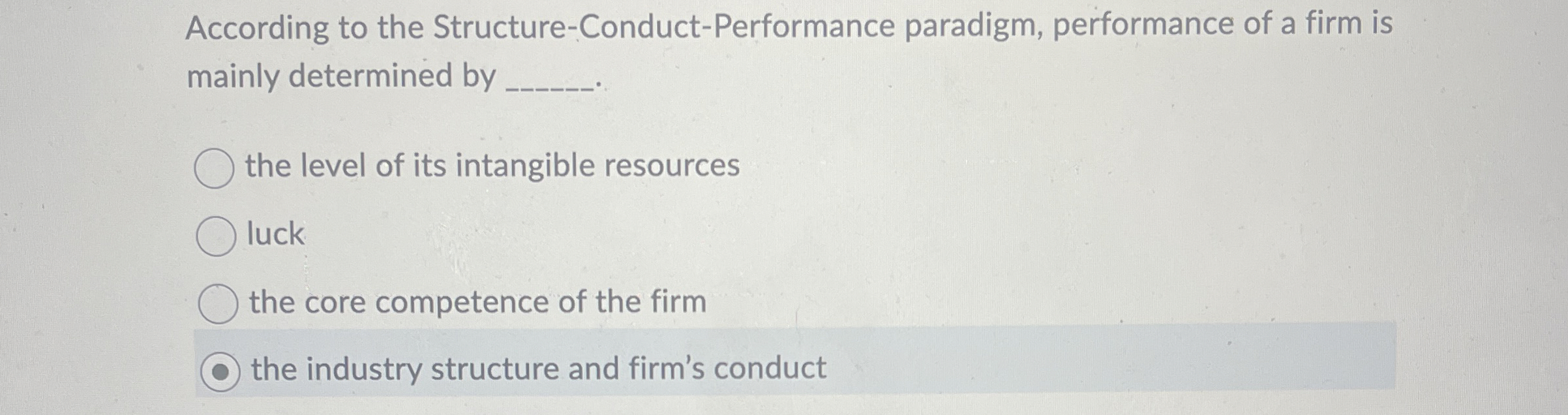 Solved According to the Structure-Conduct-Performance | Chegg.com