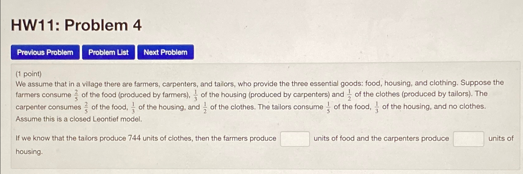 Solved HW11: Problem 4(1 ﻿point)We assume that in a village | Chegg.com