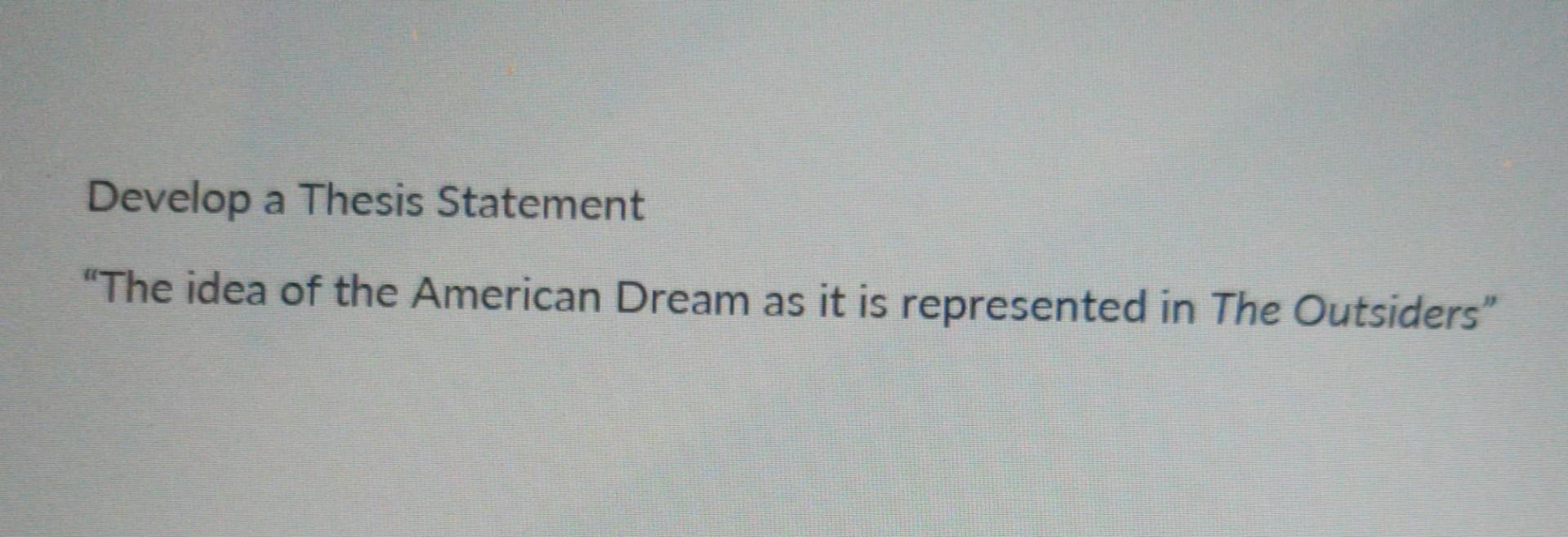 Solved Develop a Thesis Statement "The idea of the American | Chegg.com