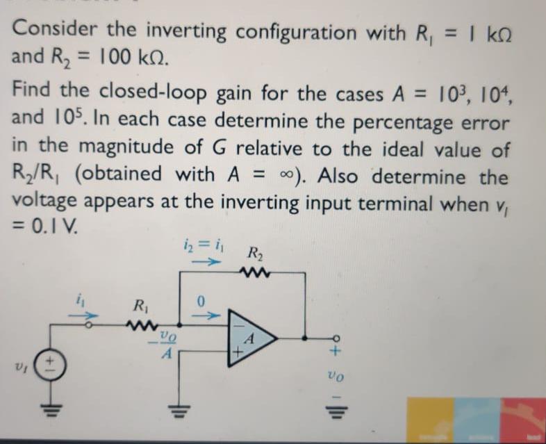 Solved Consider The Inverting Configuration With 9484