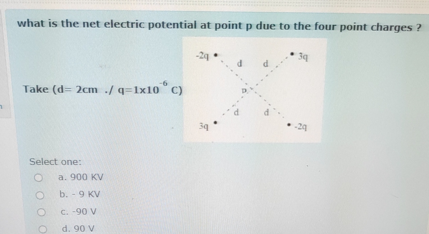 Solved what is the net electric potential at point p ﻿due to | Chegg.com