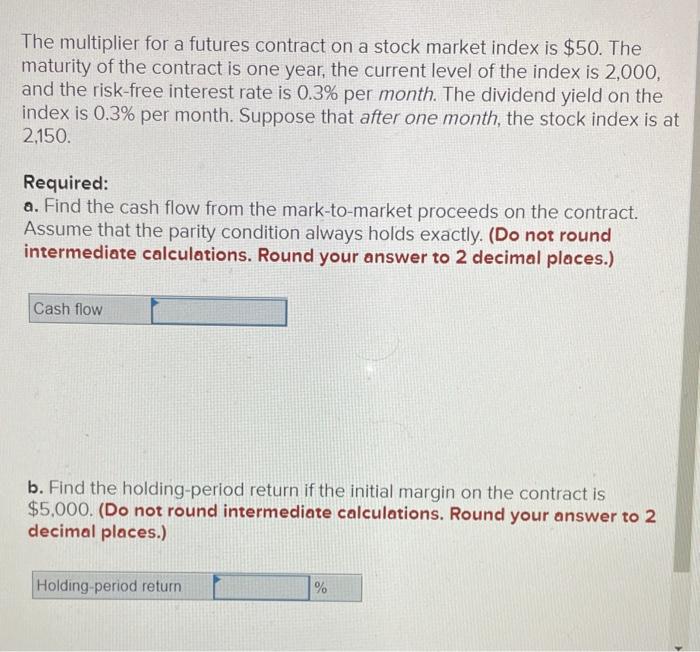 Solved The multiplier for a futures contract on a stock | Chegg.com