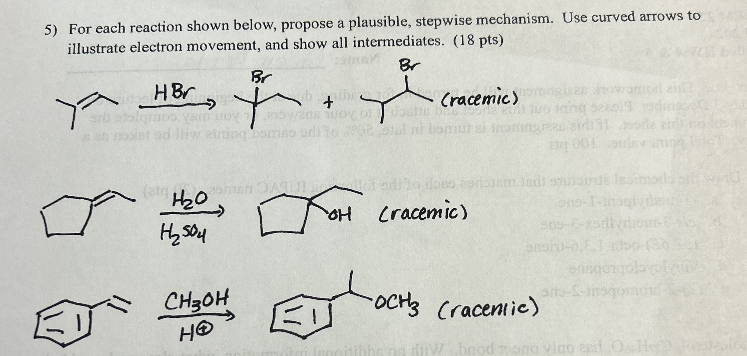 Solved For each reaction shown below, propose a plausible, | Chegg.com