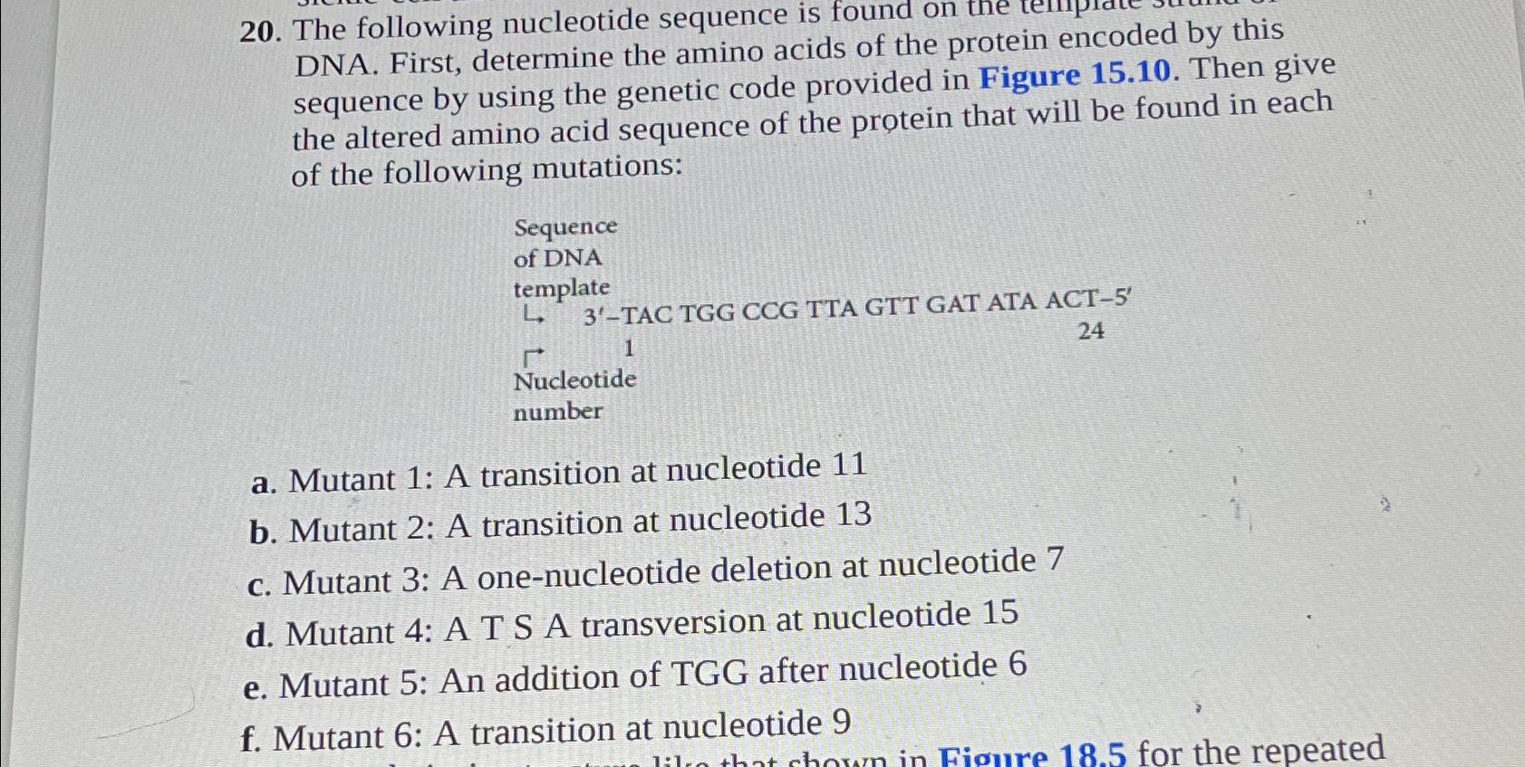 Solved The following nucleotide sequence is found on DNA. | Chegg.com