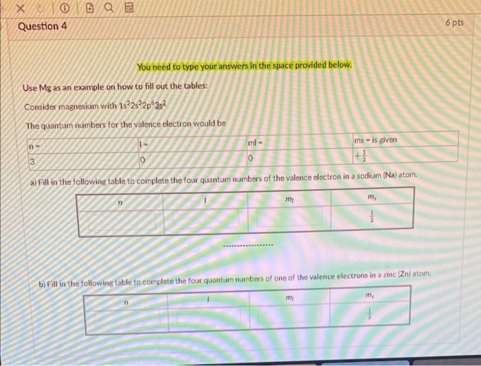 Solved Use Mg as an example on how to fill out the tables: | Chegg.com
