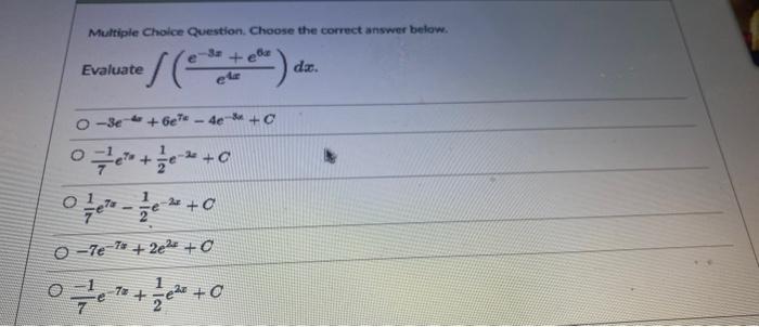 Solved Multiple Cholce Question. Choose the correct answer | Chegg.com