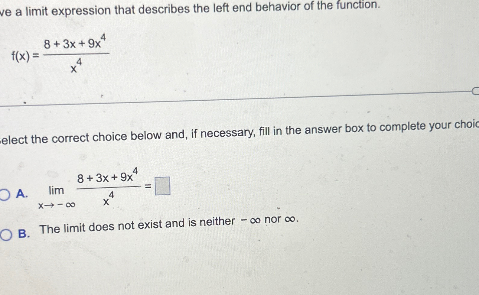 Solved ve a limit expression that describes the left end | Chegg.com