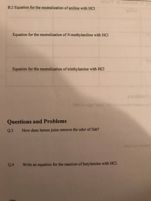 Solved B.2 Equation for the neutralization of aniline with | Chegg.com