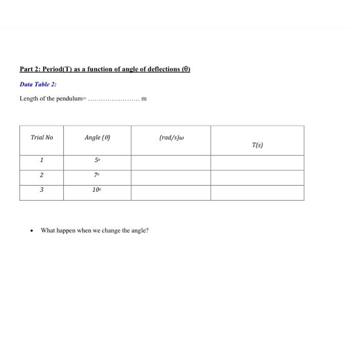 Solved Lab Report 8 Simple Pendulum Objective Part 1