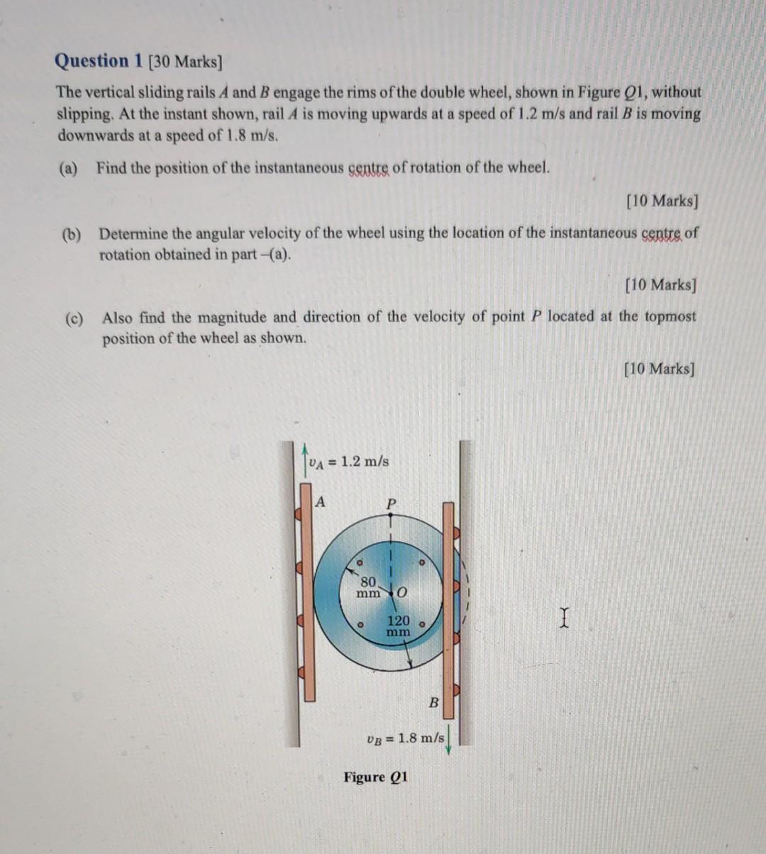 Solved Question 1 [30 Marks] The vertical sliding rails A | Chegg.com