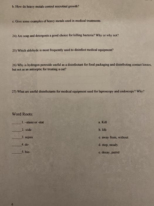 Solved b. How do heavy metals control microbial growth? c. | Chegg.com