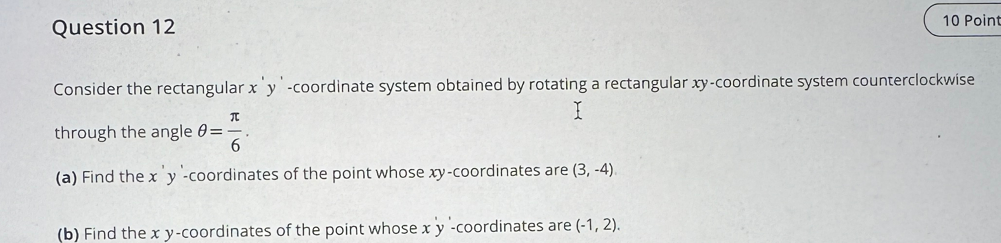 Solved Question 1210 ﻿PointConsider the rectangular | Chegg.com
