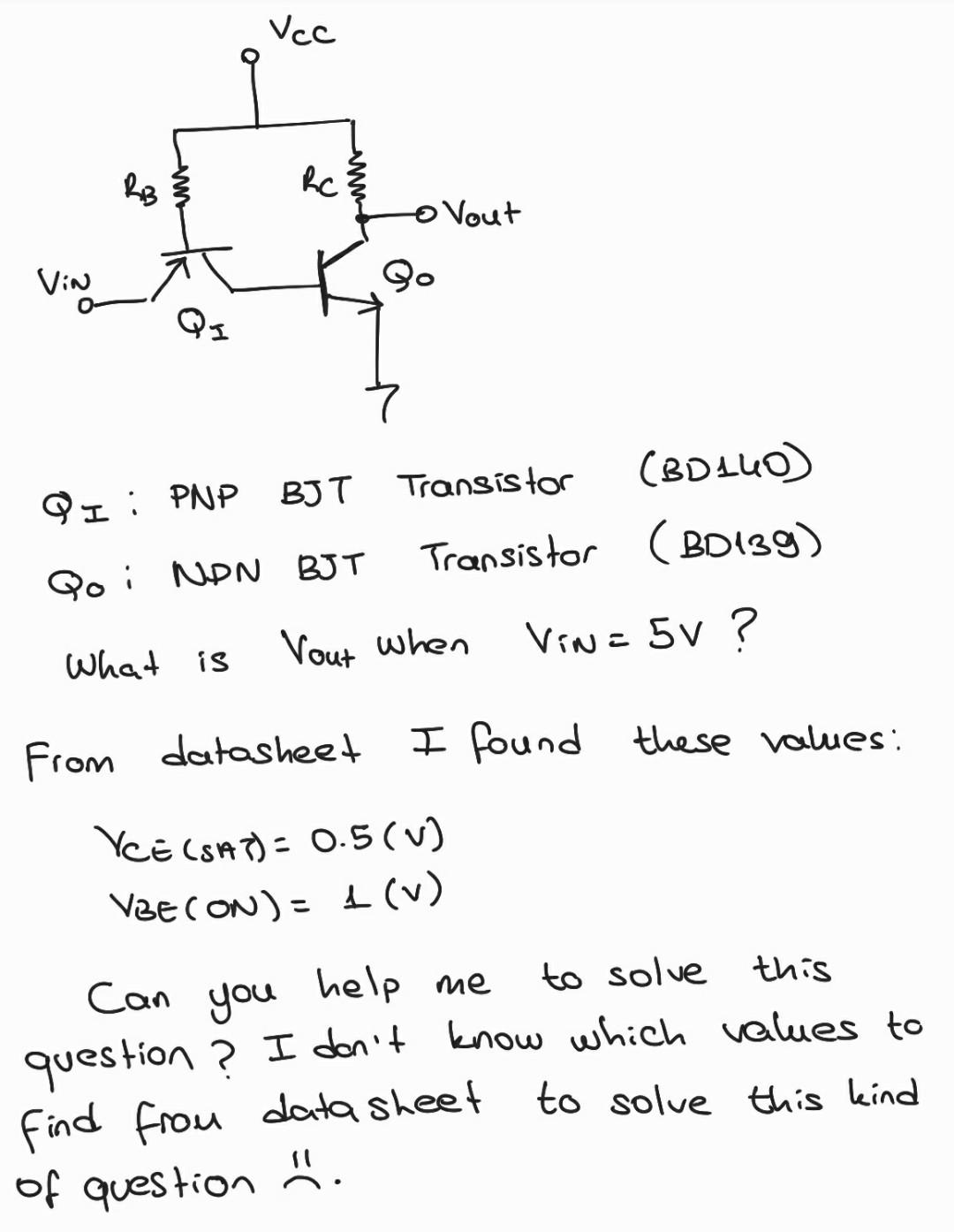 Solved Vcc RB Rc o Vout Vin Qo DI : PNP BJT Transistor | Chegg.com