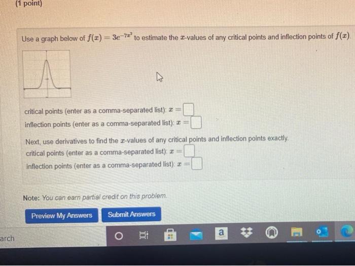 Solved (1 point) Use a graph below of f(x) = 3e-7° to | Chegg.com