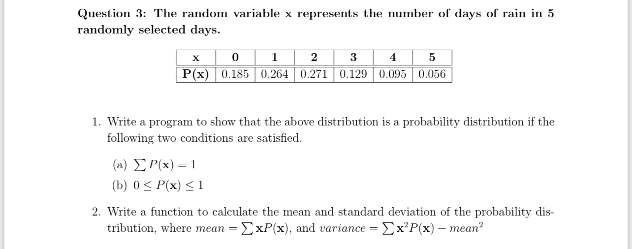 Solved Statistical laboratoryQuestion 3: The random variable | Chegg.com