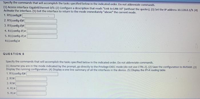 Solved Specify the commands that will accomplish the tasks | Chegg.com