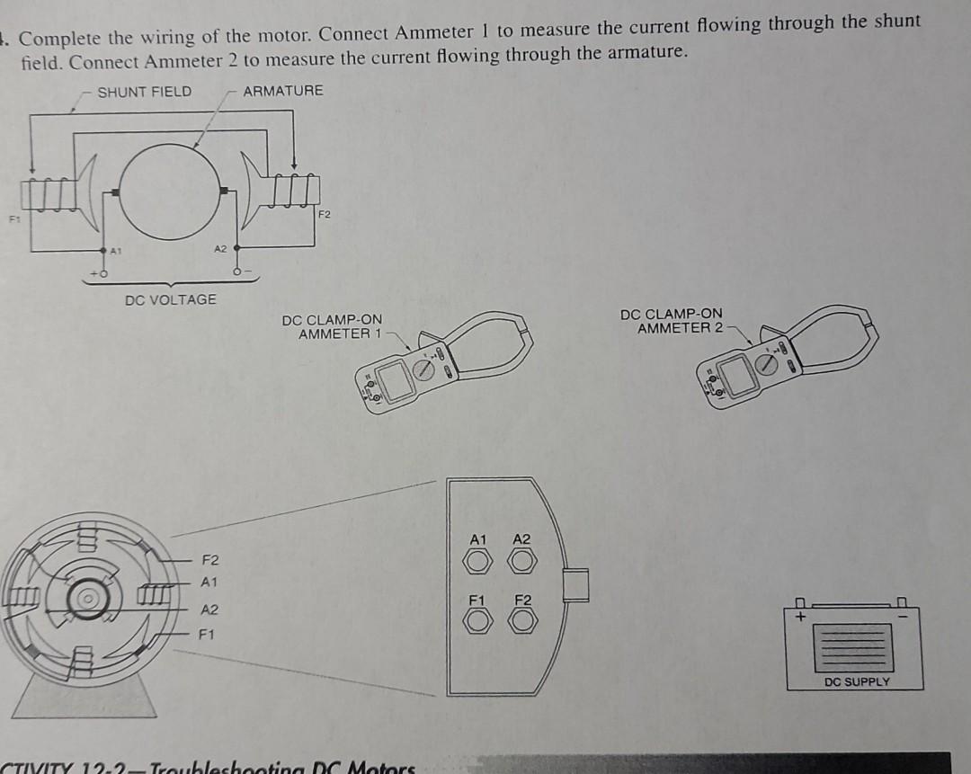 Solved 3. Complete the wiring of the motor. Connect Ammeter | Chegg.com