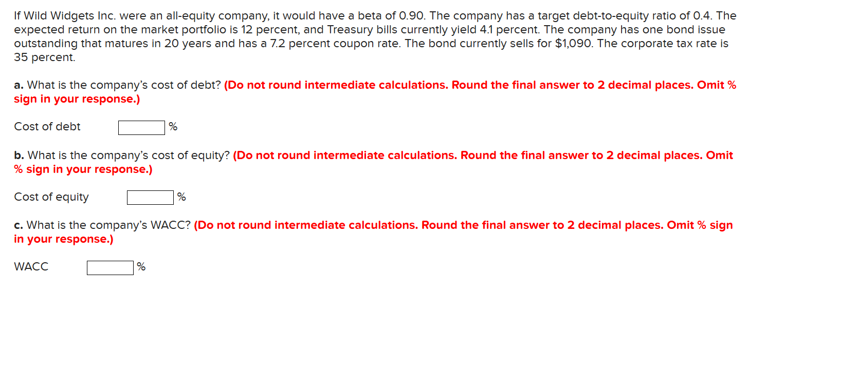 Solved If Wild Widgets Inc. were an all-equity company, it | Chegg.com