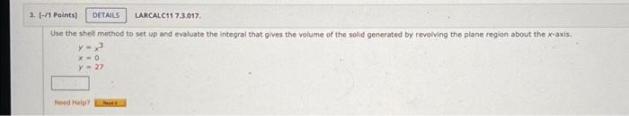 Solved Use the shell method to set up and evaluate the | Chegg.com