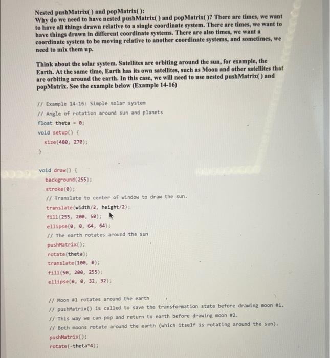 Solved Nested pushMatrix() and popMatrix(): Why do we need | Chegg.com