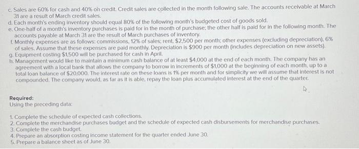 Solved Problem 8-29 (Static) Completing a Master Budget | Chegg.com