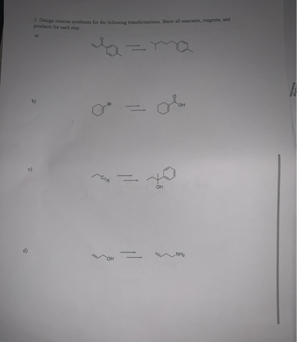 Solved 3. Design concise syntheses for the following | Chegg.com