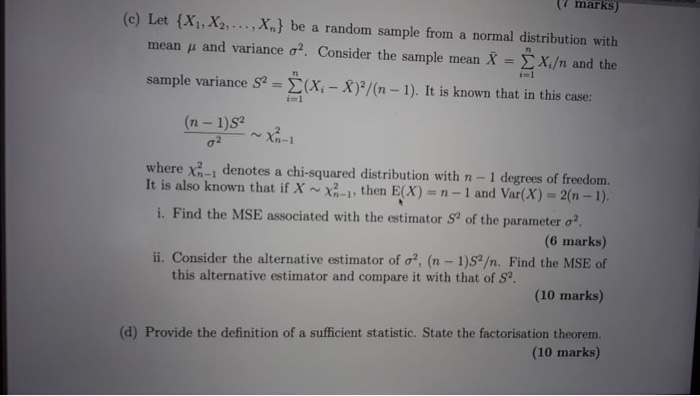 Solved 1. (a) Define the mean squared error (MSE) of an | Chegg.com
