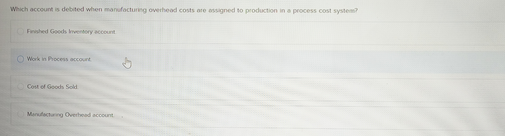 Solved Which account is debited when manufacturing overhead | Chegg.com