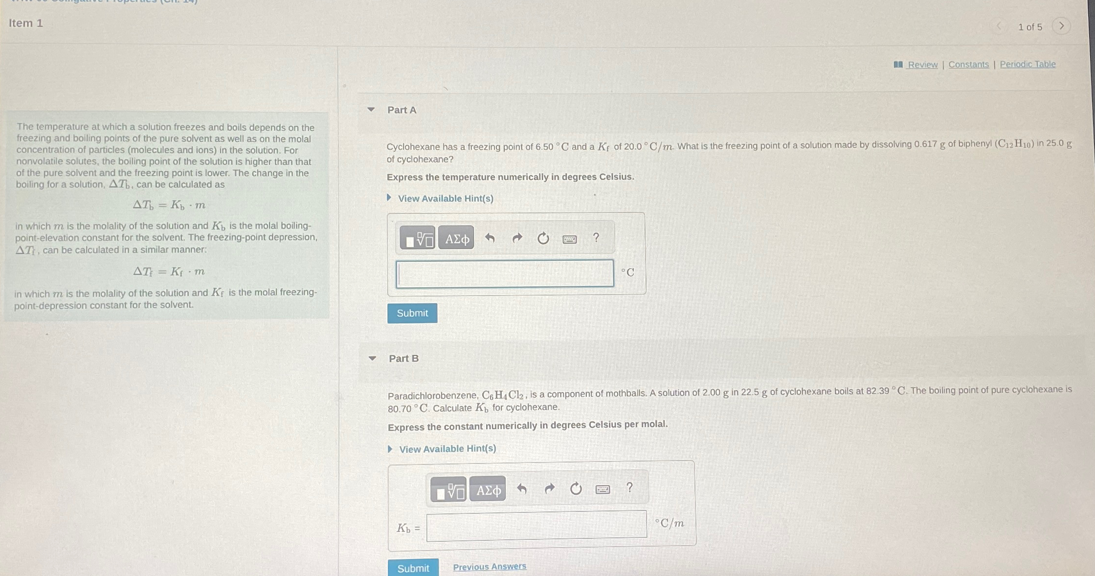 Solved Item 11 ﻿of 5The temperature at which a solution | Chegg.com