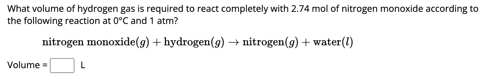 Solved What volume of hydrogen gas is required to react | Chegg.com