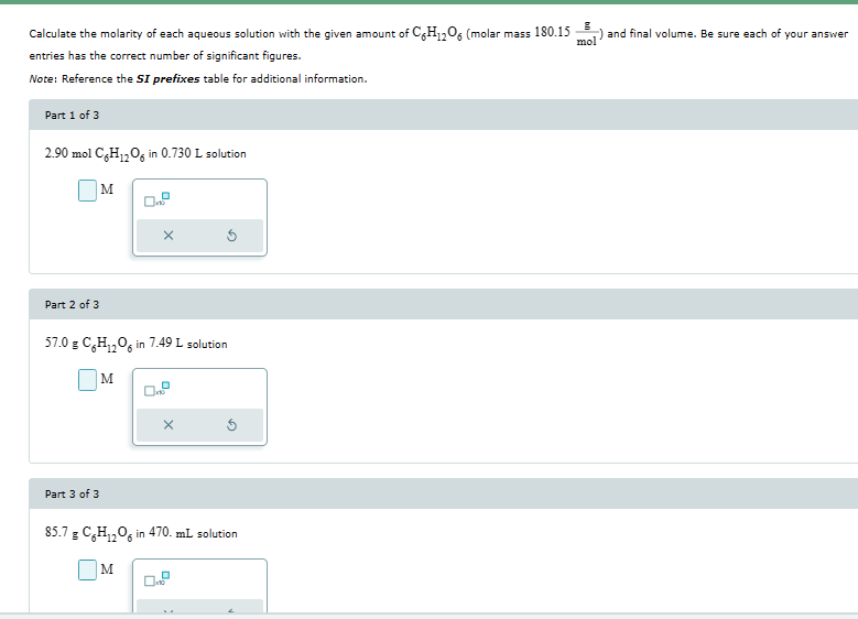 Solved Calculate the molarity of each aqueous solution with | Chegg.com