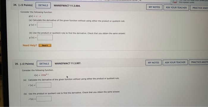 g(x)=x+x (o) Calculate the derivative of the given | Chegg.com