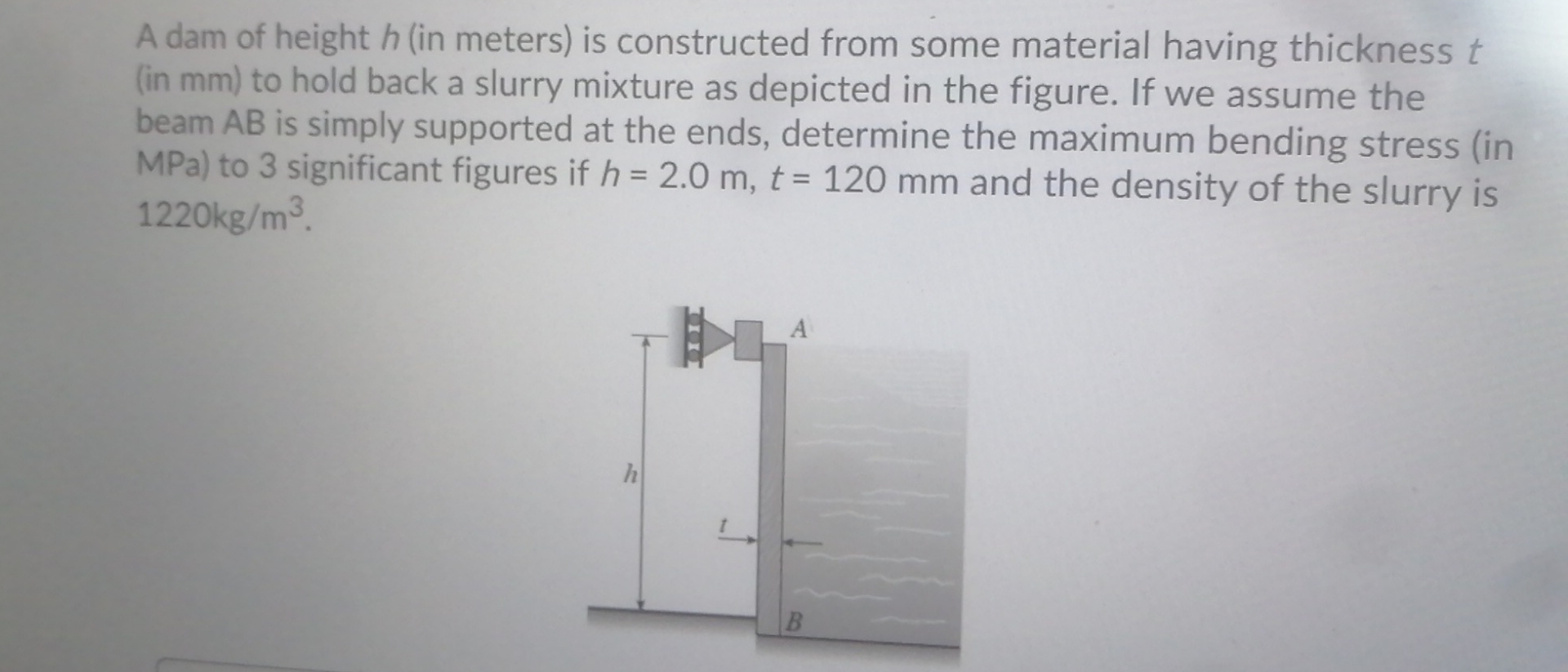 Solved A dam of height h (in meters) ﻿is constructed from | Chegg.com