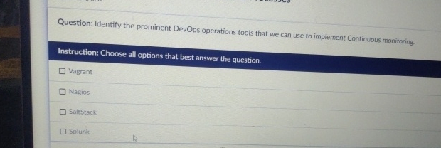 Solved Question: Identify the prominent DevOps operations | Chegg.com