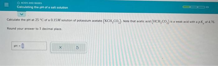Solved Calculate the pH at 25∘C of a 0.15M solution of | Chegg.com