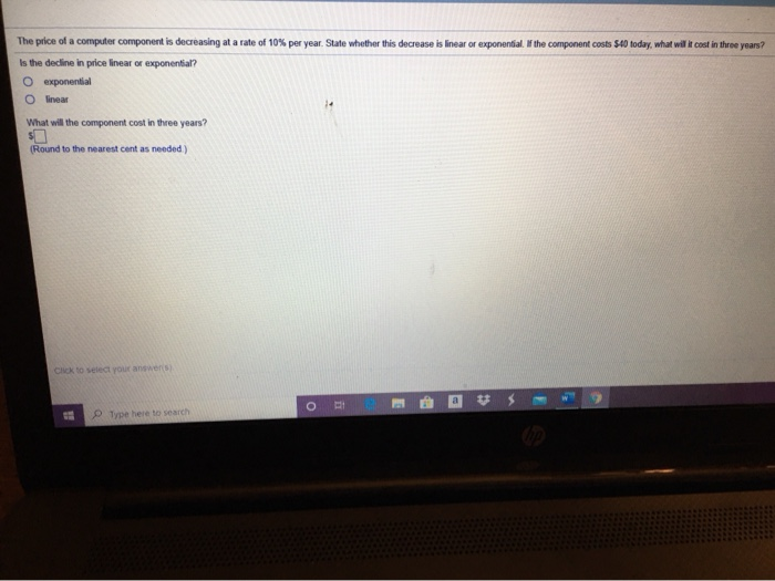 Solved The price of a computer Component is decreasing at a | Chegg.com