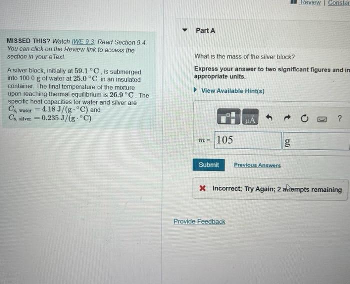 Solved MISSED THIS? Watch IWE 9.3, Read Section 9.4 You can | Chegg.com