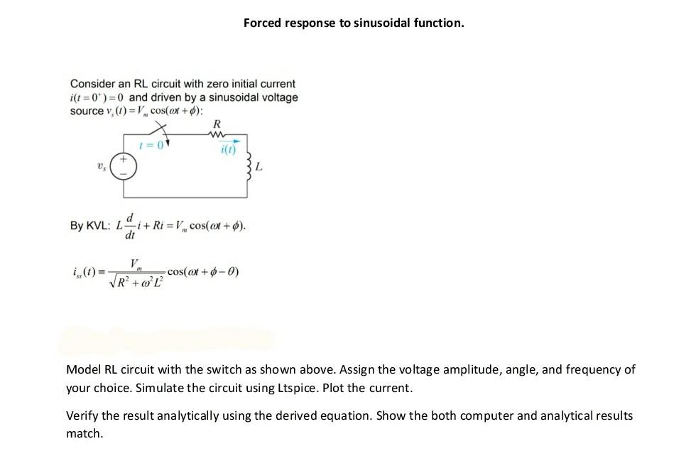 Solved Forced response to sinusoidal function. Consider an | Chegg.com