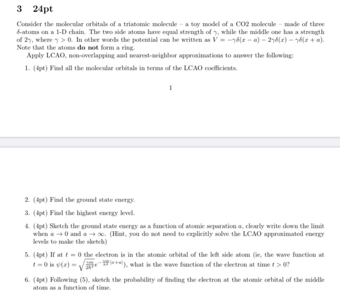 3 24pt Consider the molecular orbitals of a triatomic | Chegg.com