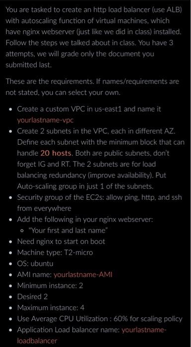 Solved You are tasked to create an http load balancer (use | Chegg.com