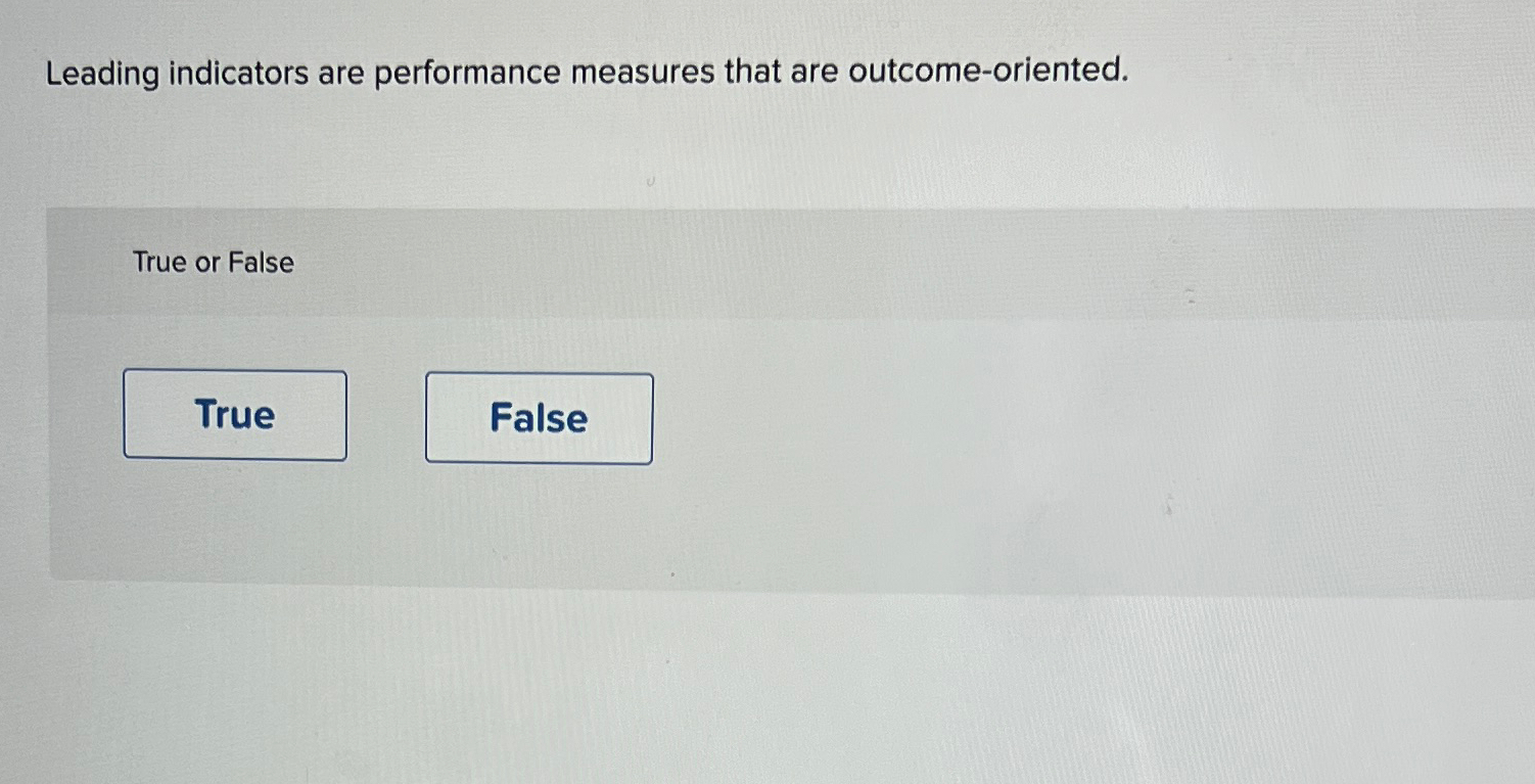 Solved Leading indicators are performance measures that are | Chegg.com