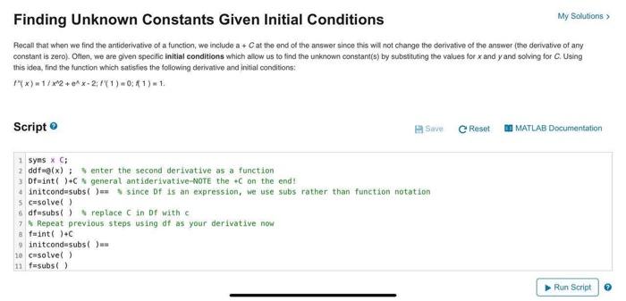 Finding Unknown Constants Given Initial Conditions | Chegg.com