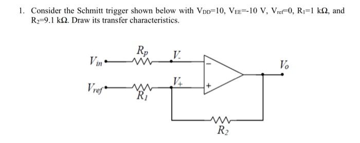 Solved 1. Consider the Schmitt trigger shown below with | Chegg.com