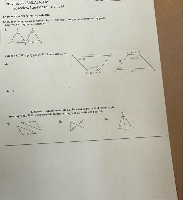 Show your work for each problem. Show that polygons | Chegg.com